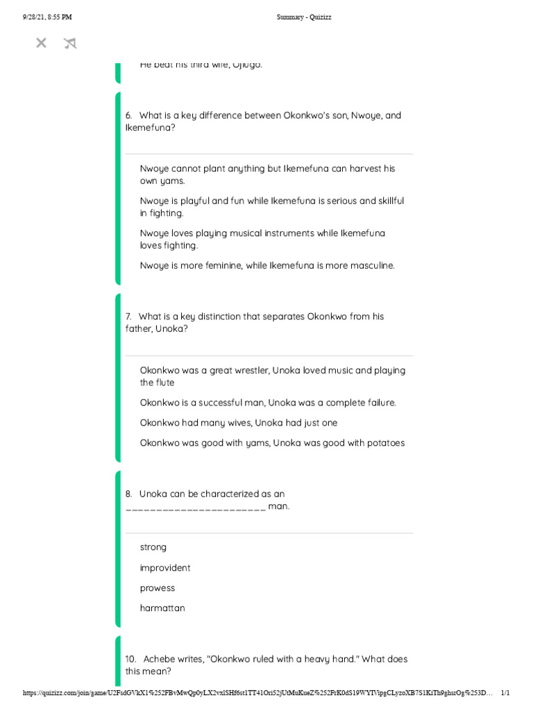 Summary - Quizizz | PDF