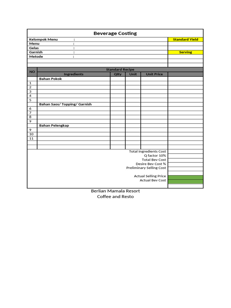 Beverage Costing | PDF | Drink | Market (Economics)