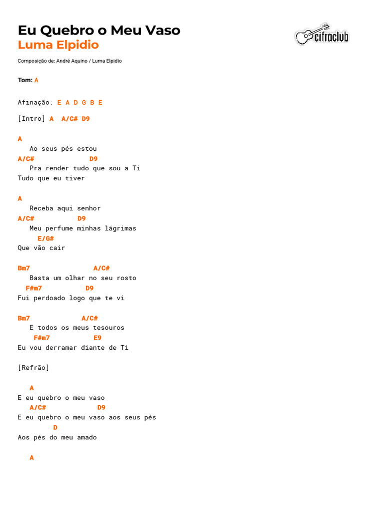 Eu Quebro Meu Vaso Cifra | PDF