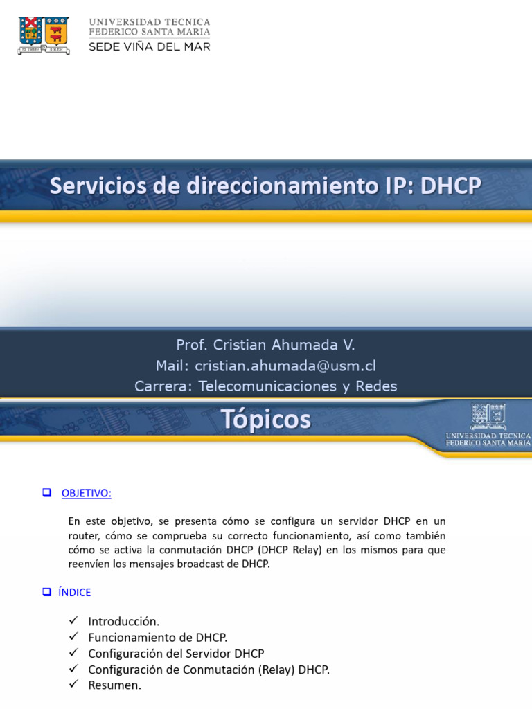 Clase 7. Servicios de Direccionamiento IP (DHCP) | PDF | Dirección IP ...