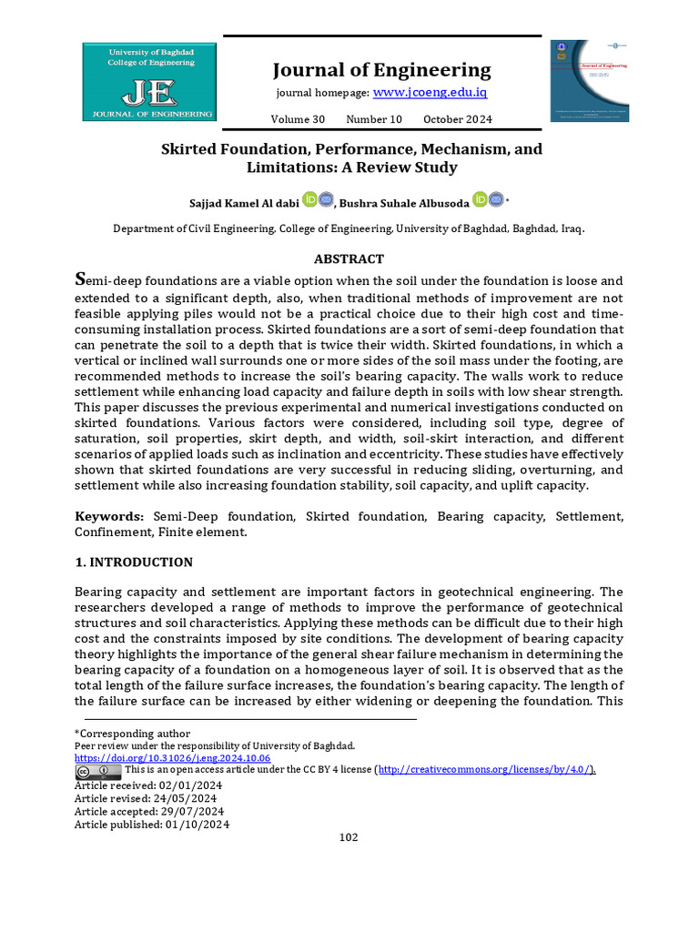 Skirted Foundation, Performance, Mechanism, and Limitations A Review ...