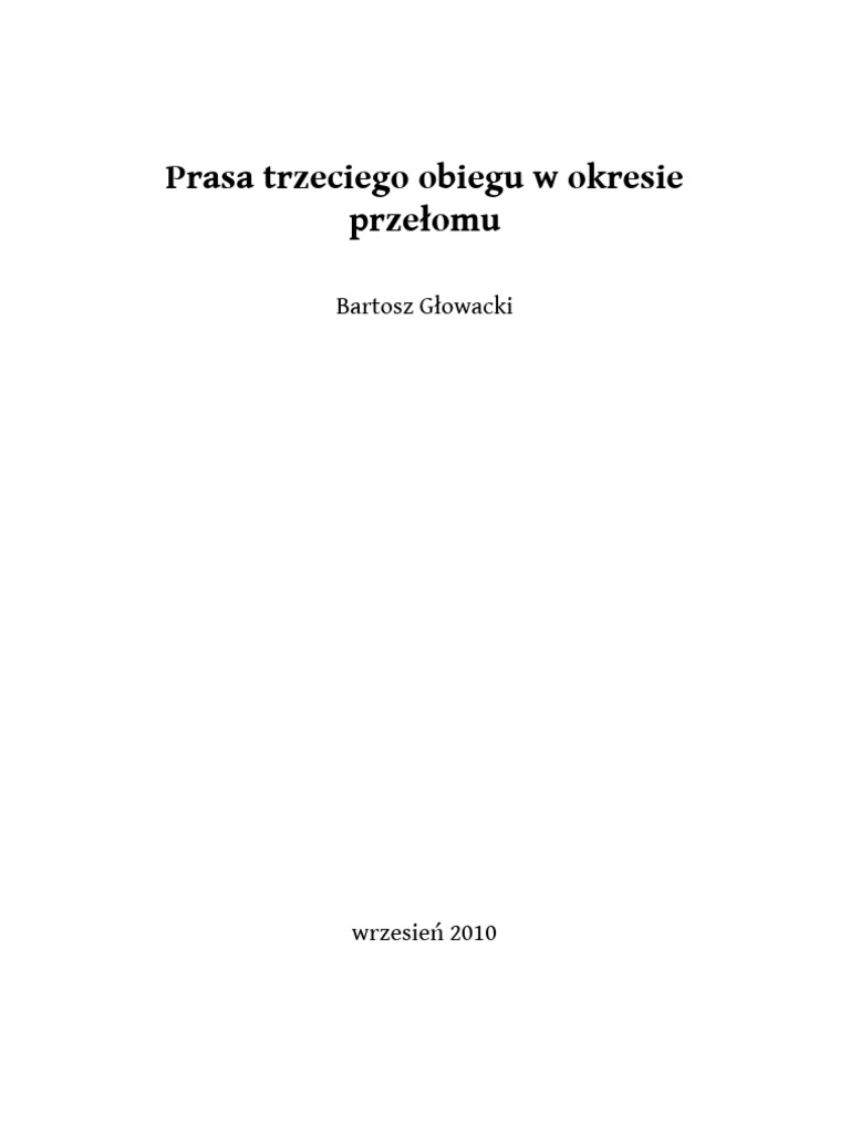 Prasa Trzeciego Obiegu W Okresie Przełomu | PDF