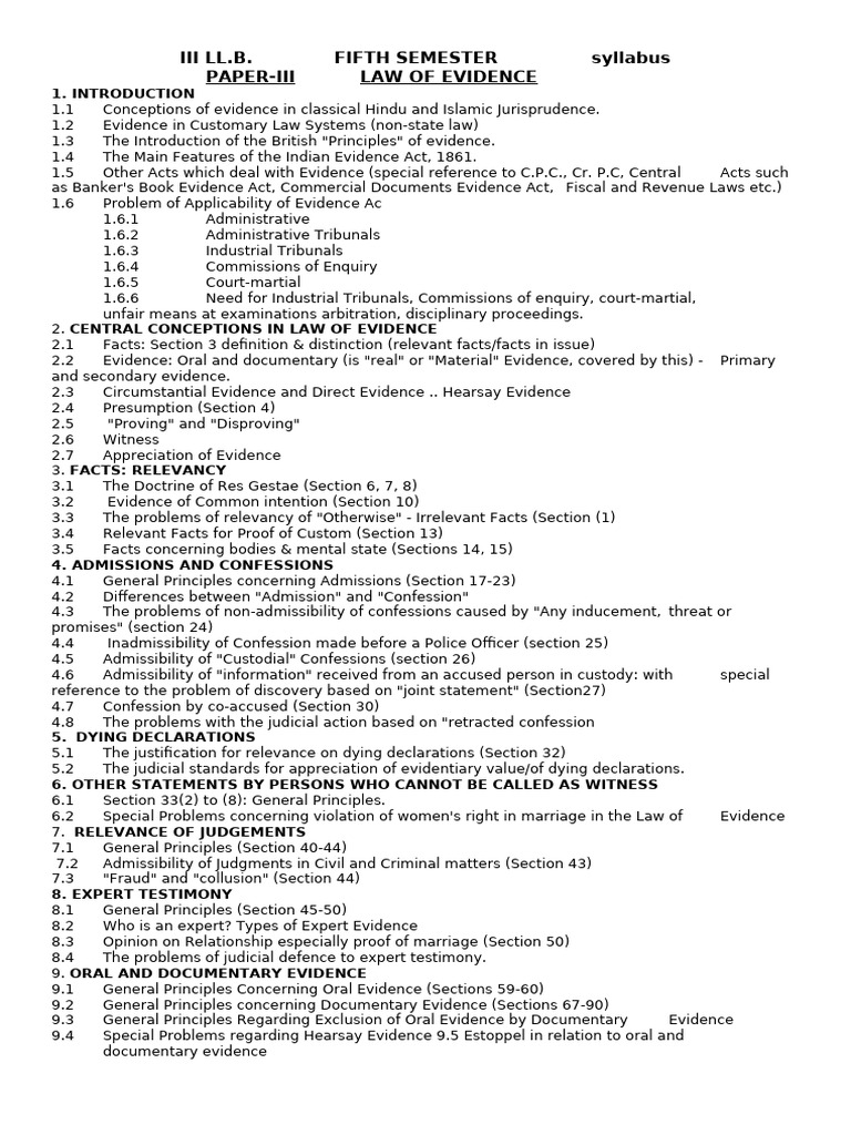 Paper - Iii Law of Evidence | PDF | Evidence (Law) | Witness