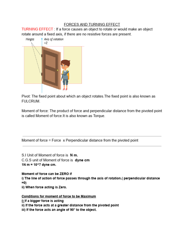 Turning effect notes | PDF | Torque | Force