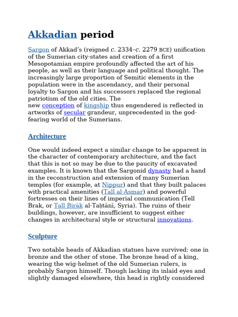 Akkadian Empire Architecture Overview | PDF | Assyria | Sumer