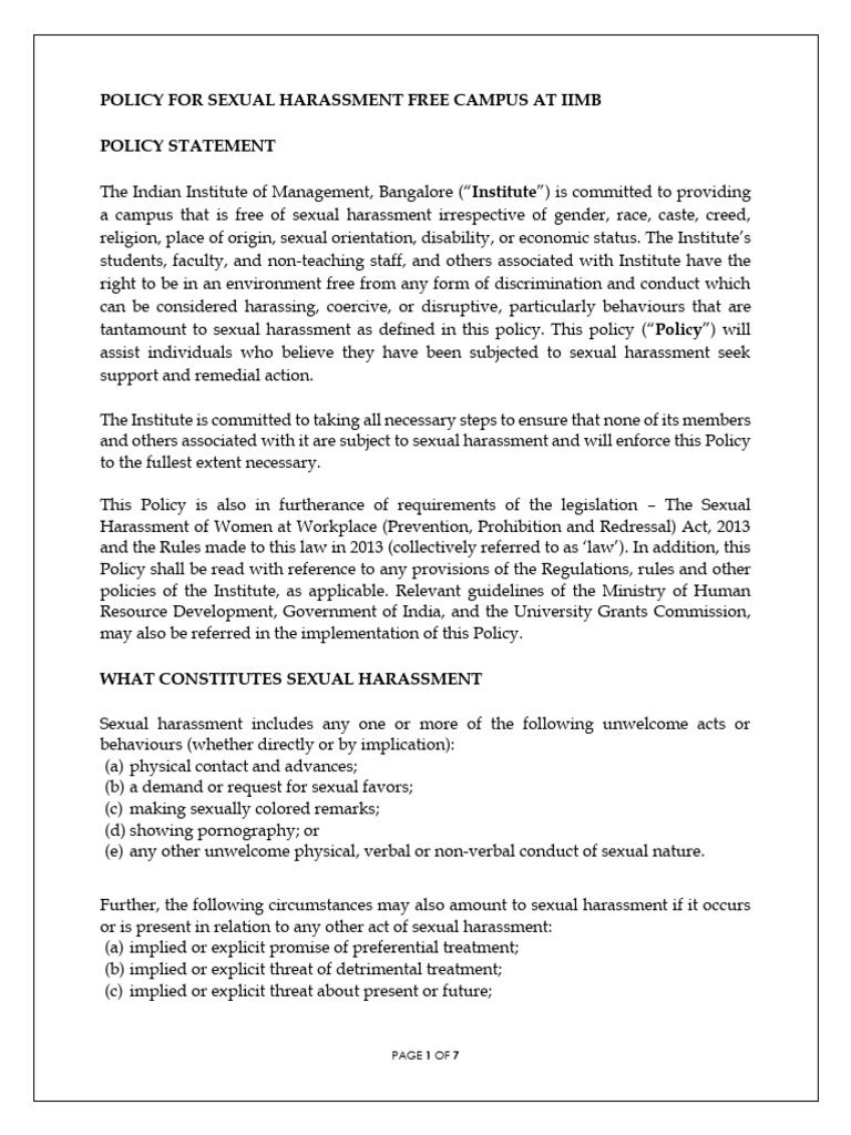 Sexual Harassment Policy Overview | PDF | Sexual Harassment | Harassment