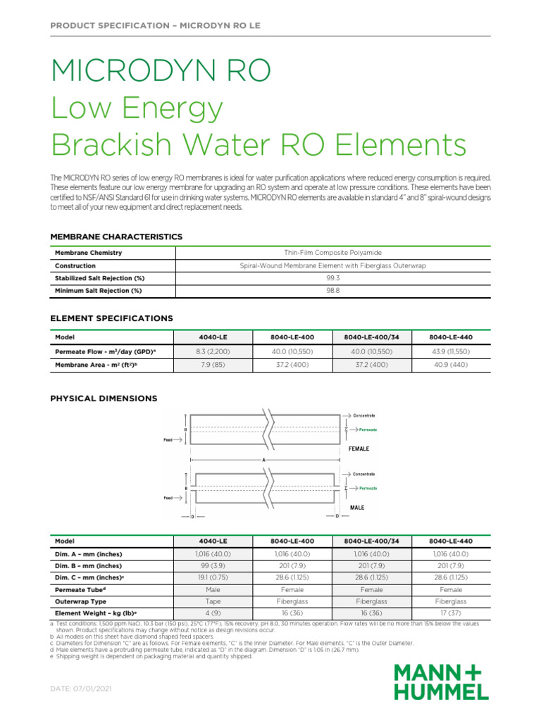 Microdyn Ro Le | PDF | Membrane | Chemistry