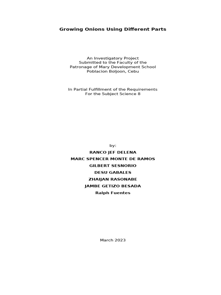 Growing Onions: Investigatory Project Insights | PDF