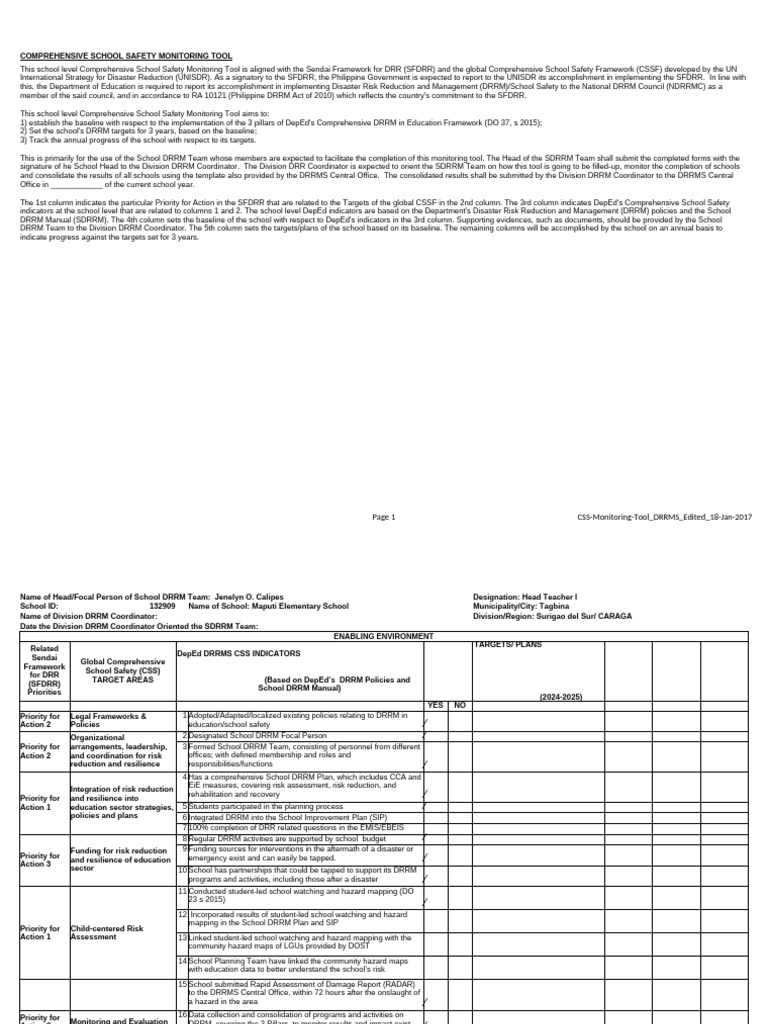 CSS M e Tool | PDF | Disaster Risk Reduction | Emergency Management