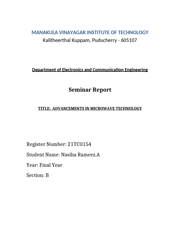 Advancements in Microwave Technology Report | PDF | Microwave | Radar