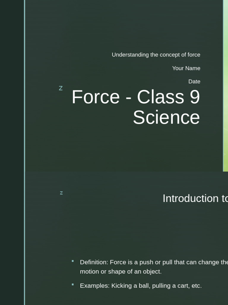 Force Class 9 Presentation | PDF