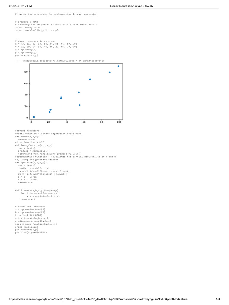 Linear Regression - Ipynb - Colab | PDF | Regression Analysis | Linear ... Linear Regression - Ipynb - Colab | PDF | Regression Analysis | Linear ...