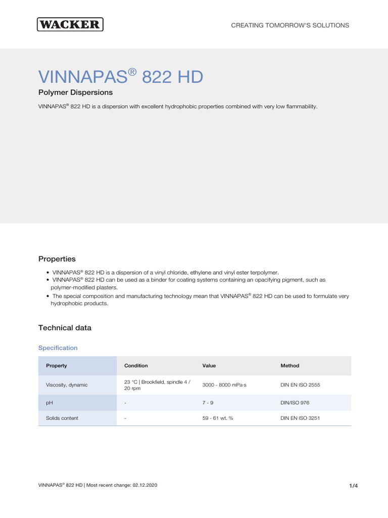 VINNAPAS 822 HD en 2020.12.02 | PDF | Cement | Plaster