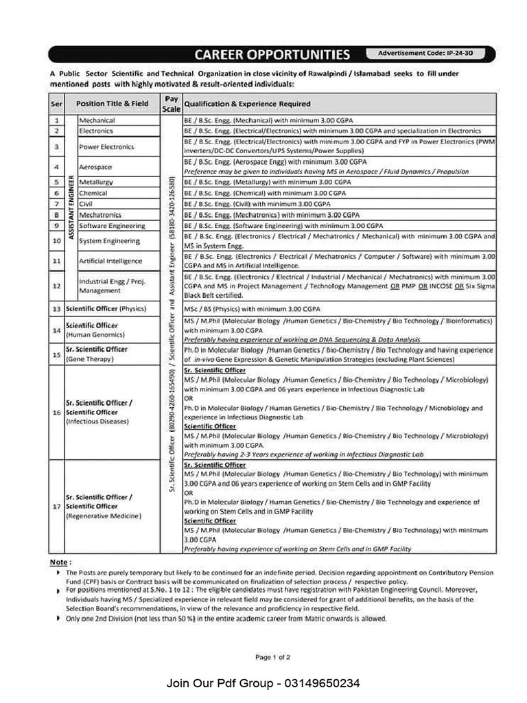 Pakistan Atomic Energy Commission (NESCOM) Jobs | PDF