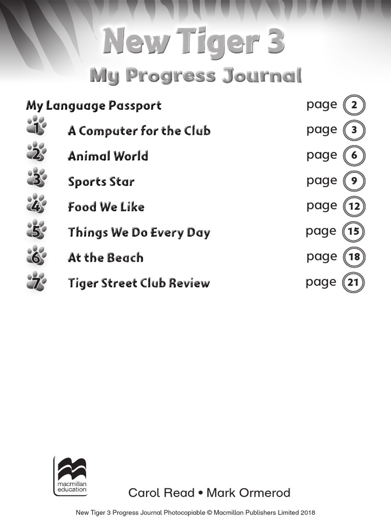 New Tiger 3 Progress Journal | PDF | Phonics | English Language
