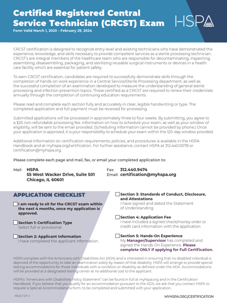 V2 HSPA CRCST Application 2022-1 | PDF | Sterilization (Microbiology ...