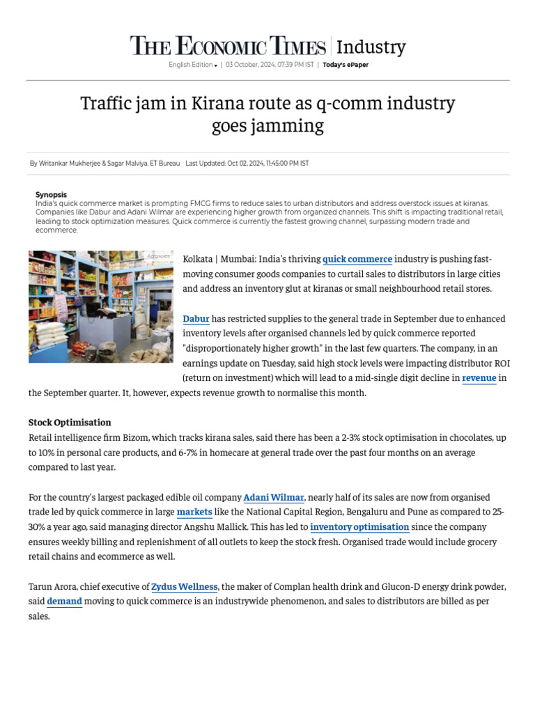 Quick Commerce Disrupts FMCG Sales | PDF | E Commerce | Convenience Store