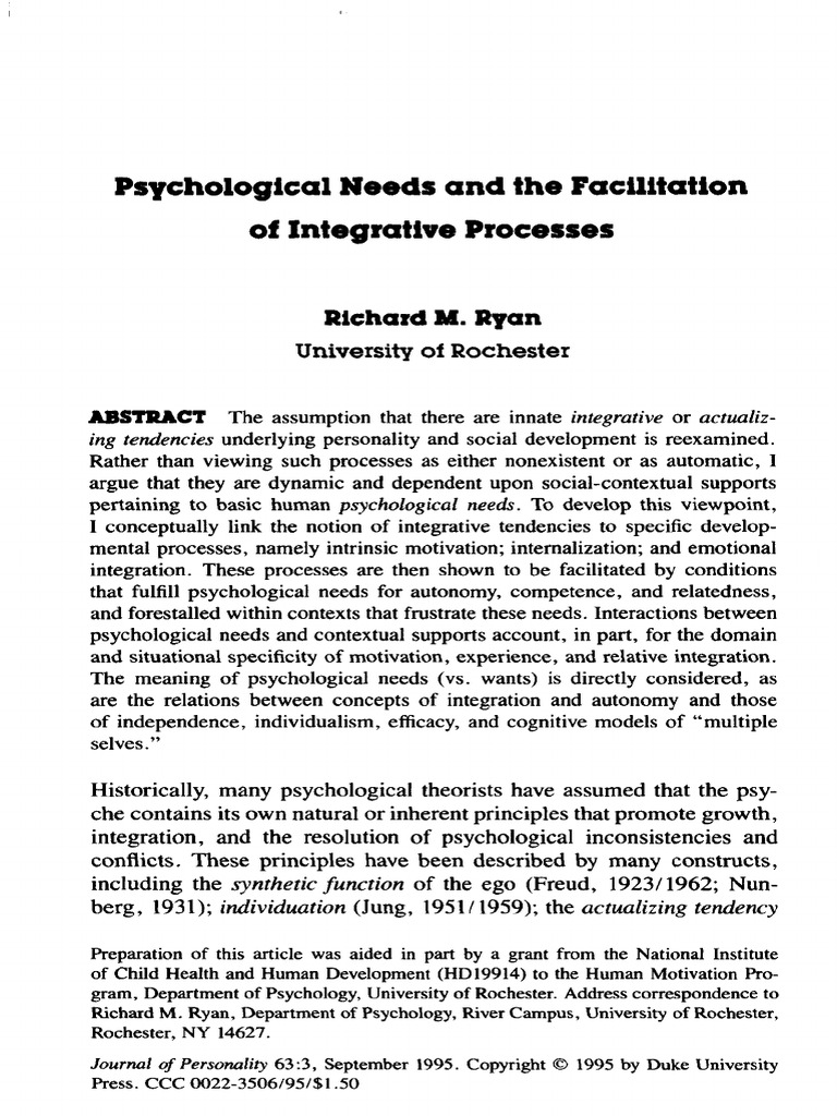 Ryan 1995 | PDF | Motivation | Motivational