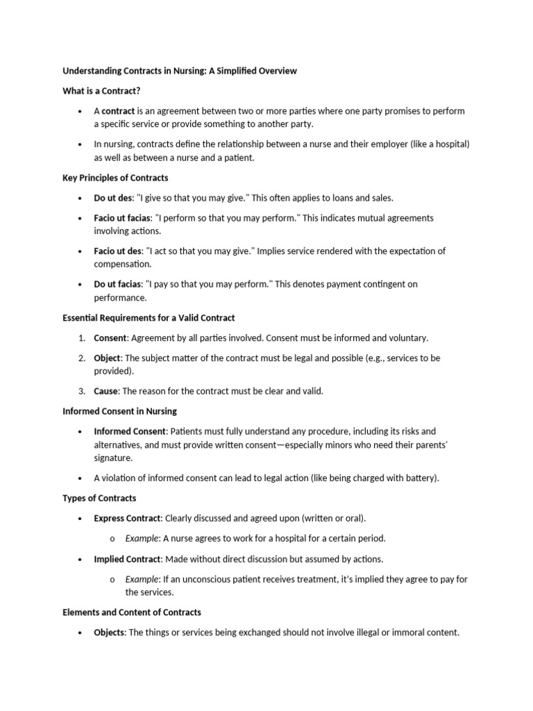 Understanding Contracts in Nursing | PDF | Consent | Informed Consent