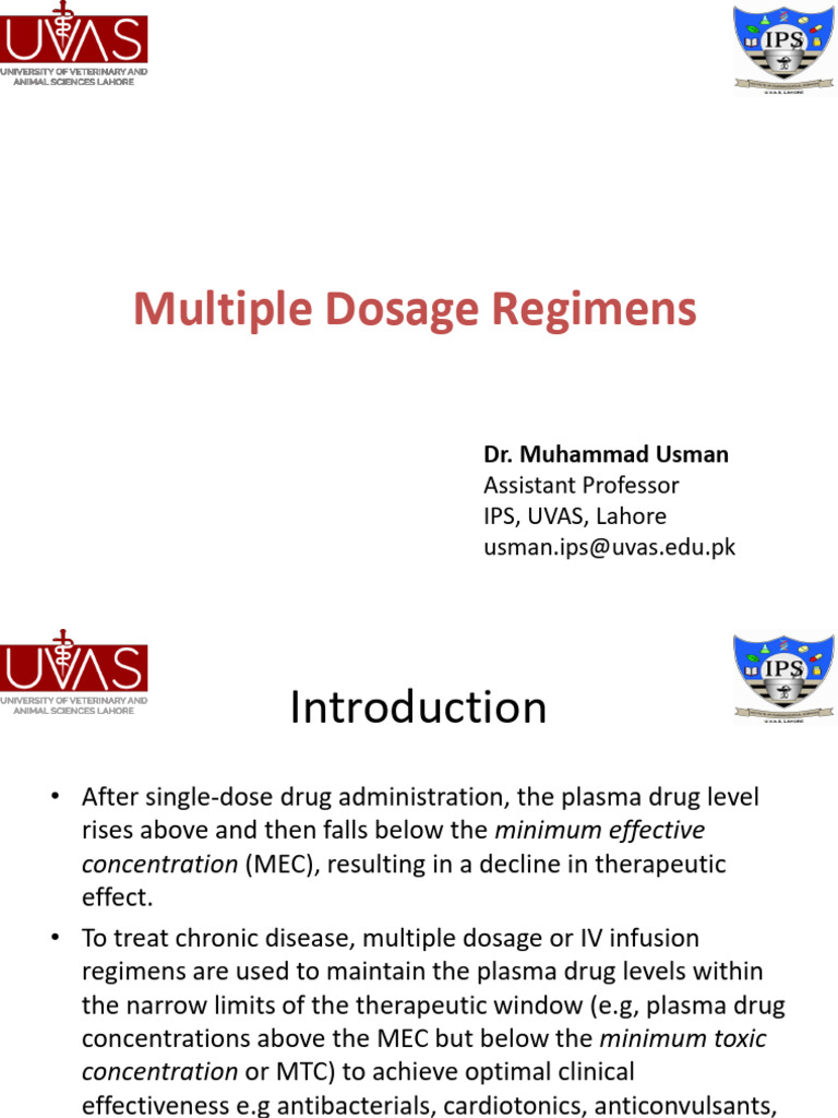 Multiple Dosage Regimens | PDF | Pharmacokinetics | Dose (Biochemistry)