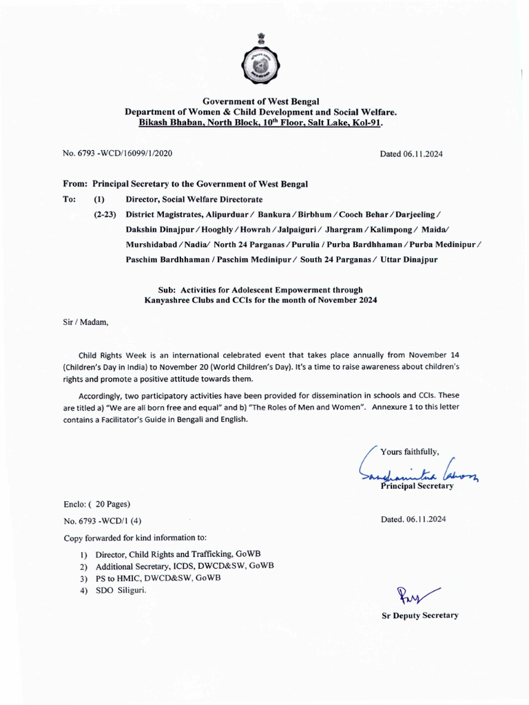 6793-Activities For Adolescent Empowerment Thogh Kanyashree Clubs and ...