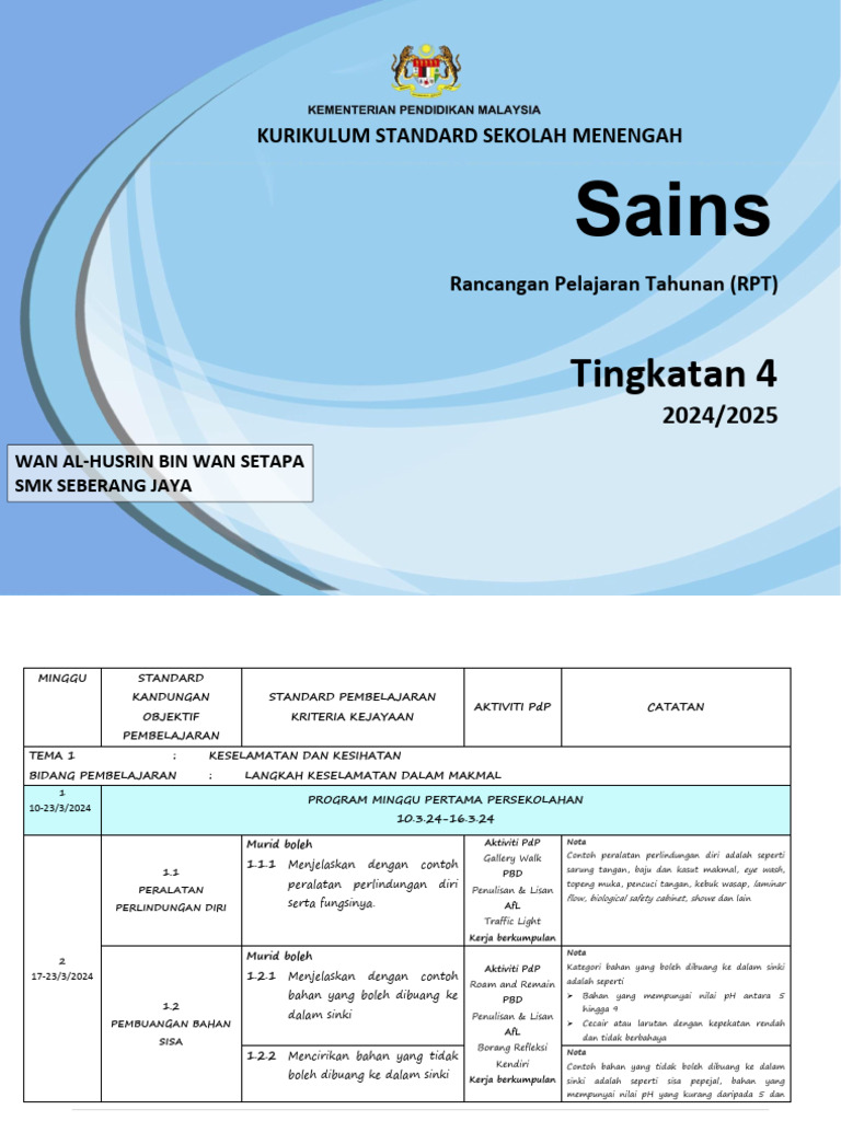 RPT Sains T4 2024 | PDF