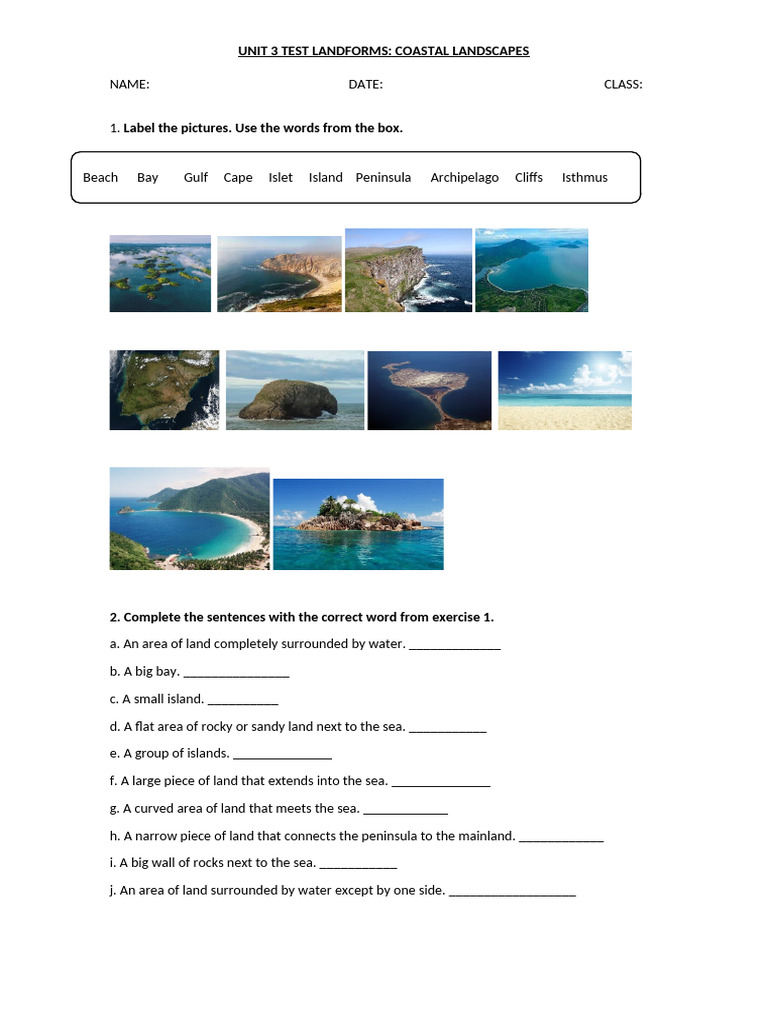 Coastal Landscapes Test | PDF | Science & Mathematics