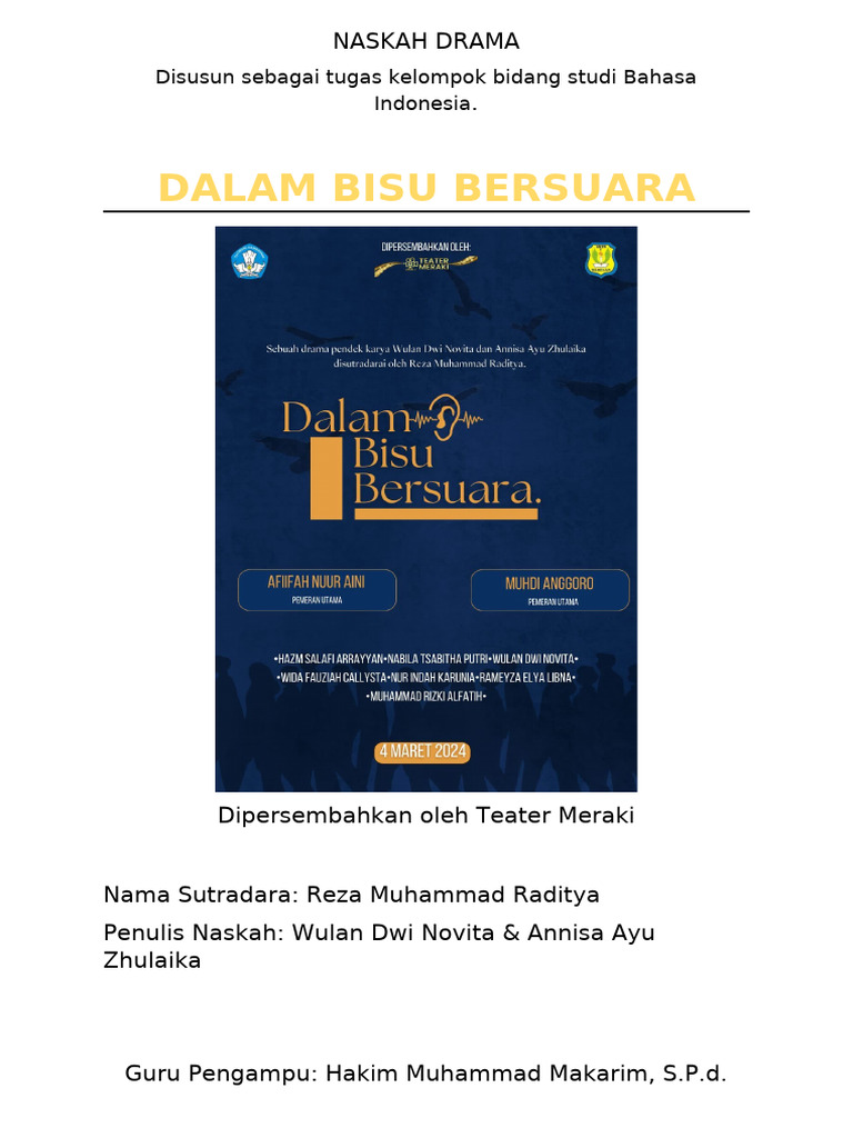 Skenario Film Dalam Bisu Bersuara | PDF
