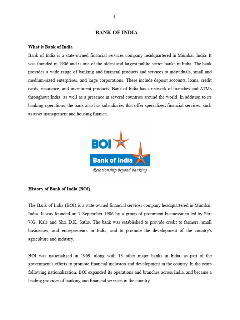 Bank of India | PDF | Loans | Banks