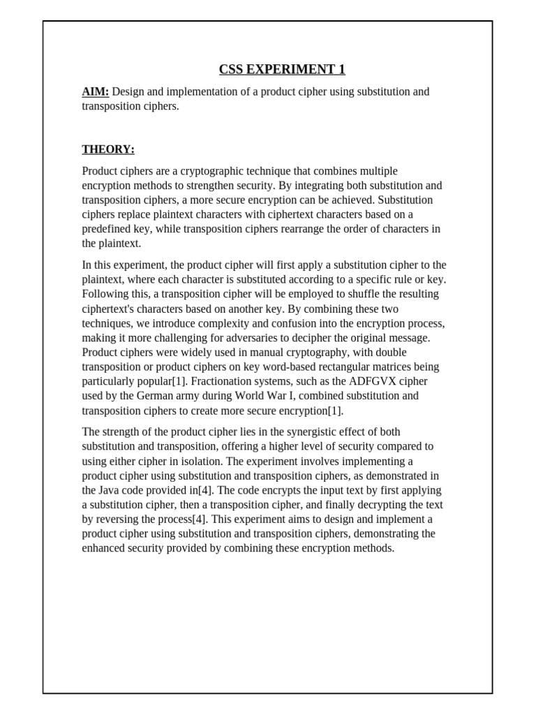 CSS Experiment 1 | PDF | Cipher | Cryptography