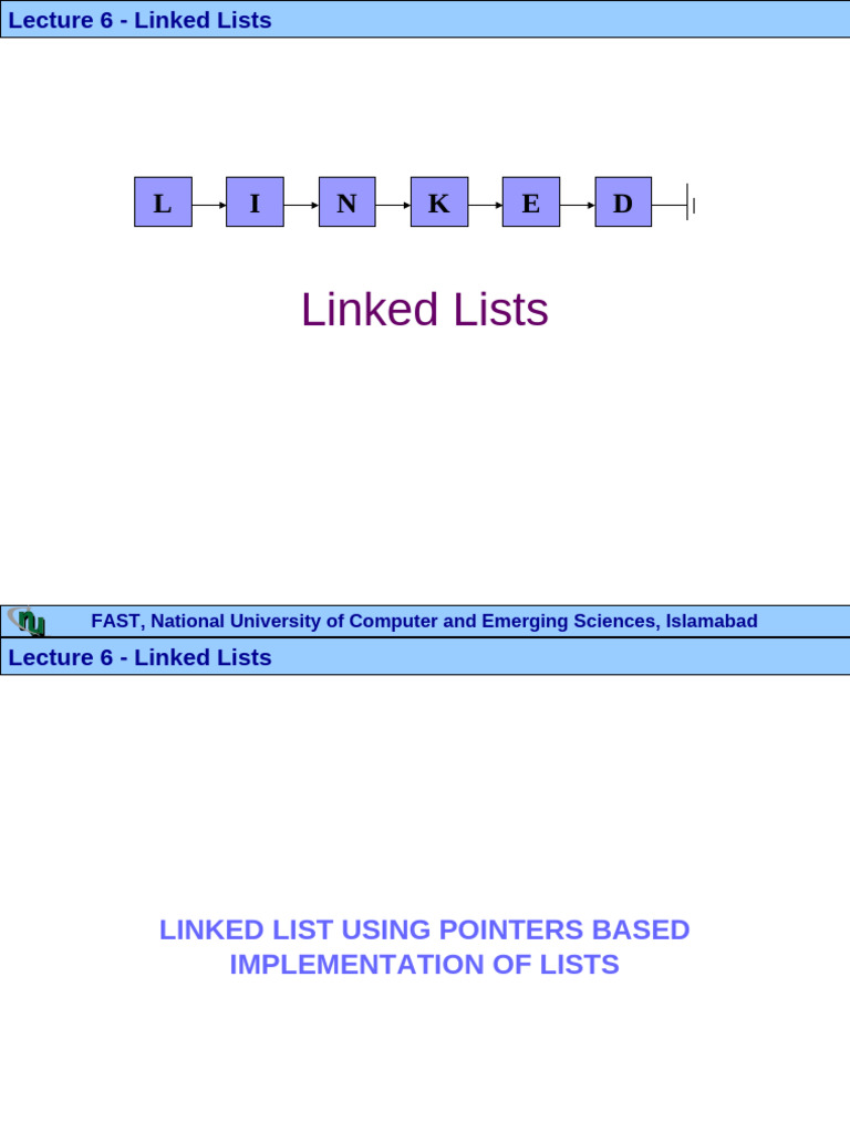 Ds Lecture 07 Linked List Pdf Pointer Computer Programming Computer Data