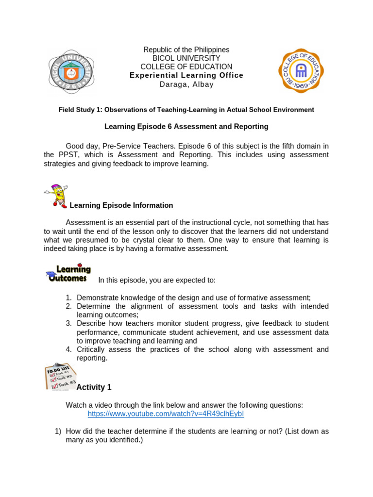 Episode 6 FS 1 2023 | PDF | Educational Assessment | Rubric (Academic)