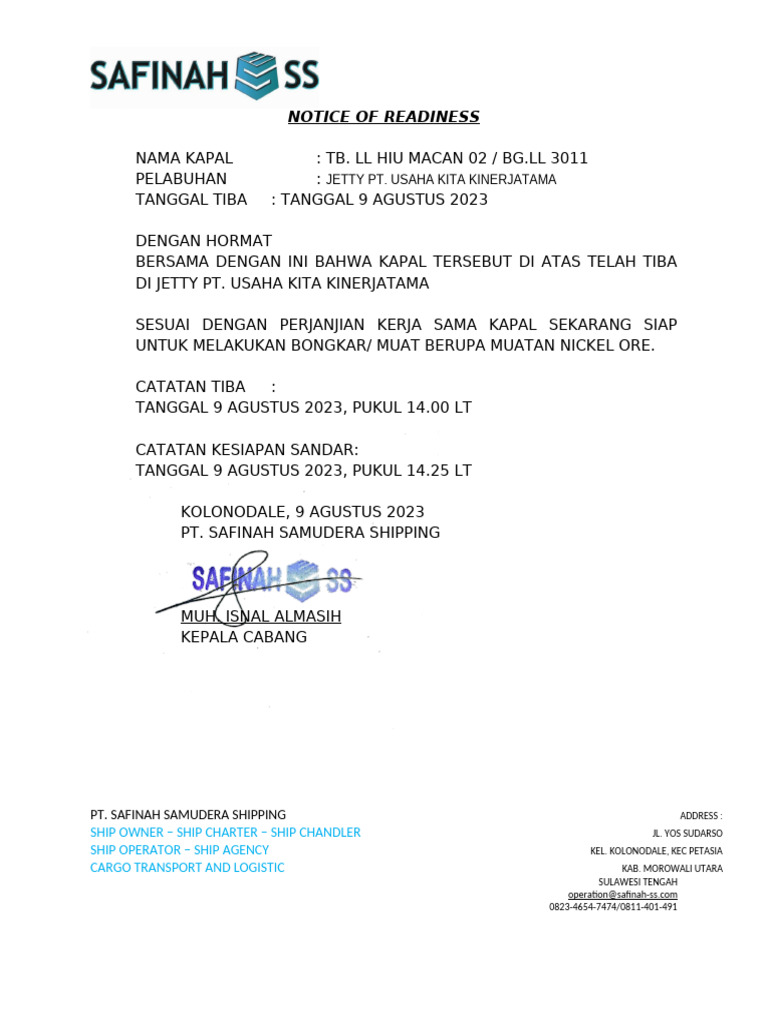 Contoh Word PT. SAFINA | PDF