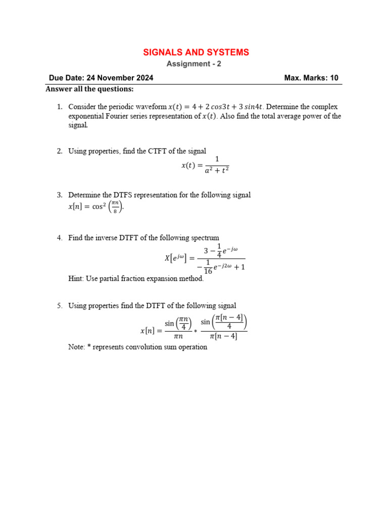 SIGNALS AND SYSTEMS Questions | PDF | Teaching Methods & Materials