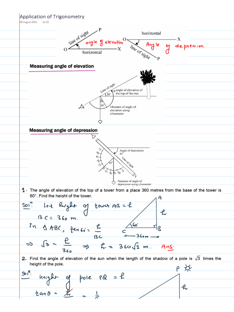 Application of Trigonometry Basic To Advanced | PDF