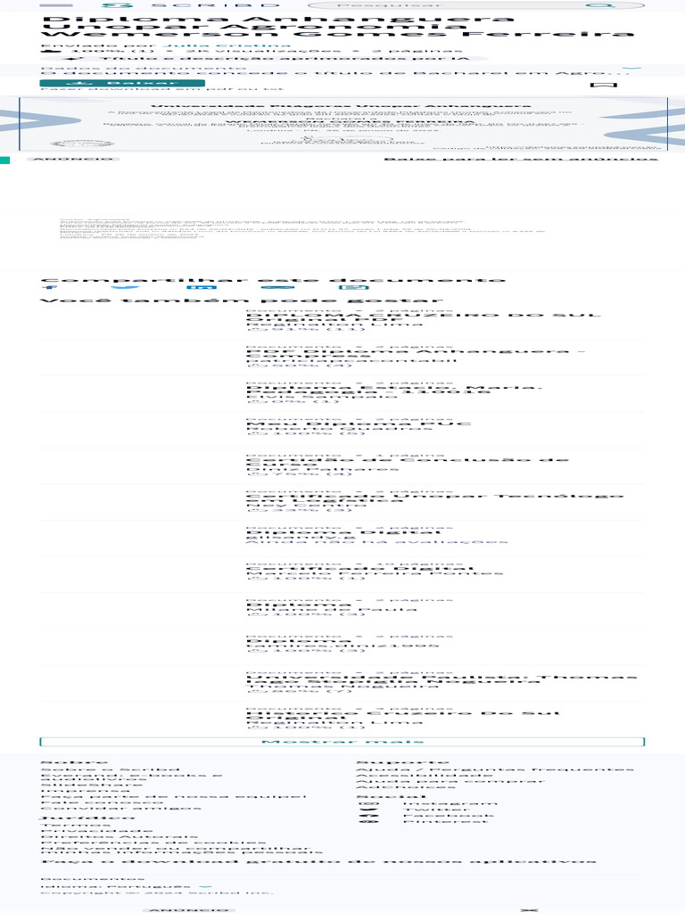 Diploma Anhanguera Unopar Agronomia Wemerson Gomes Ferreira PDF | PDF