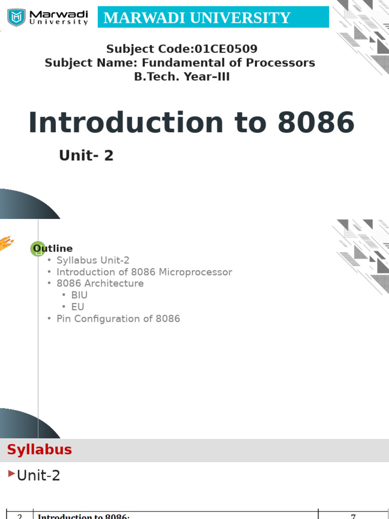 Unit2Introductionto8086pptx 2024 08 03 22 14 38 | PDF | Central Processing Unit | Pointer ...
