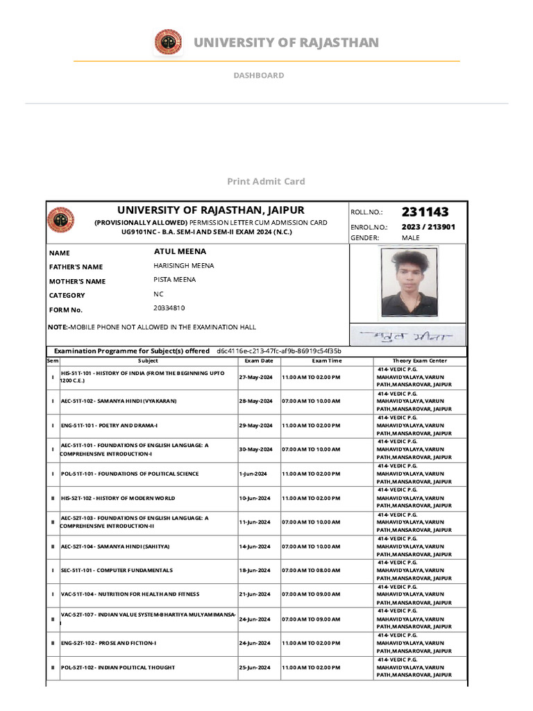 University of Rajasthan | PDF