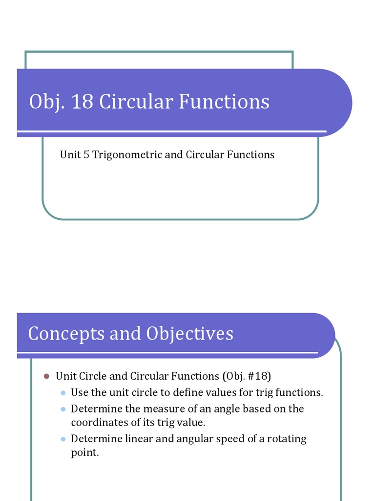 Unit Circle and Circular Functions Guide | PDF | Trigonometric ...