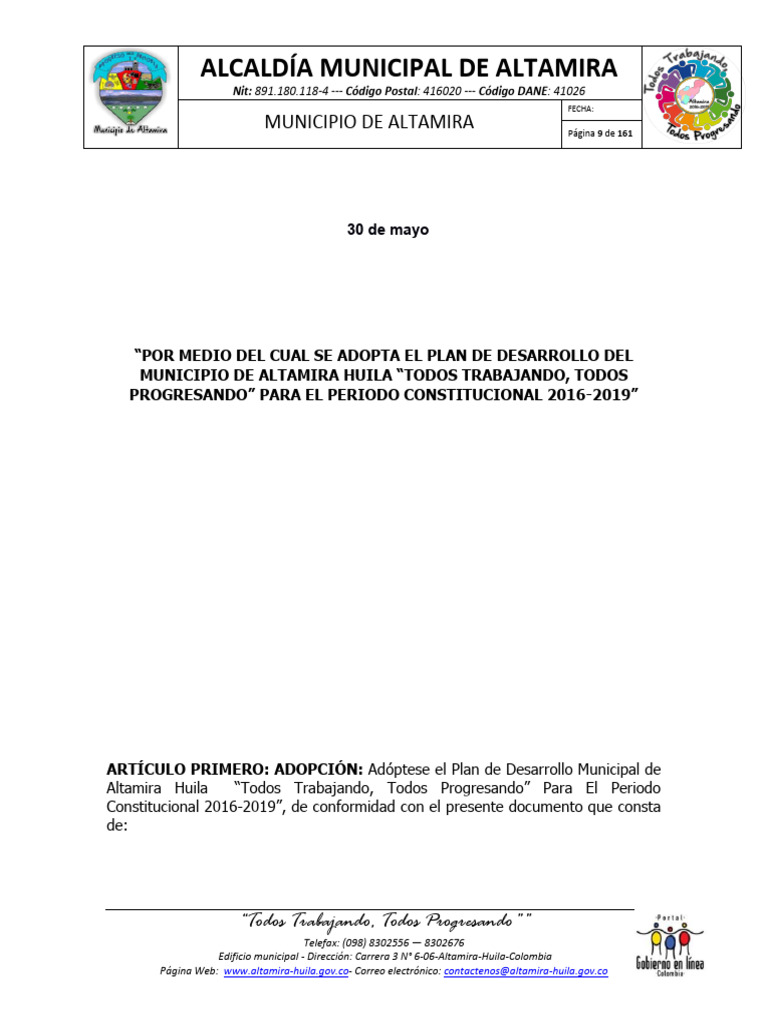 Plan de Desarrollo Altamira 2016-2019 | PDF | Desarrollo sostenible ...