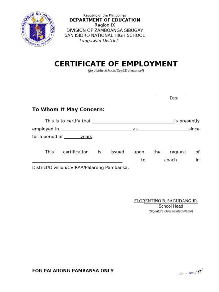 Certificate of Employment | PDF