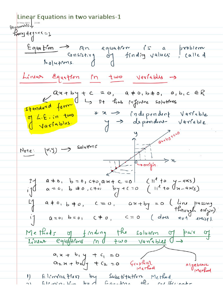Linear Equations in Two Variables Sureshot Question | PDF