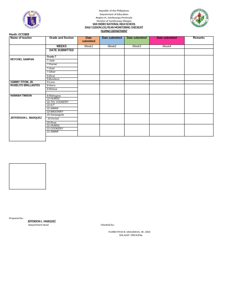DLL Weekly Monitoring | PDF