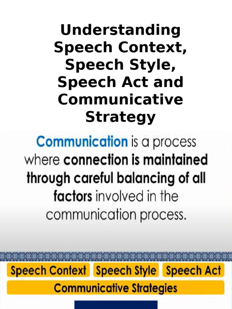 Lesson 3-Understanding Speech Context, Speech Style, Speech Act and Communicative Strategy | PDF ...