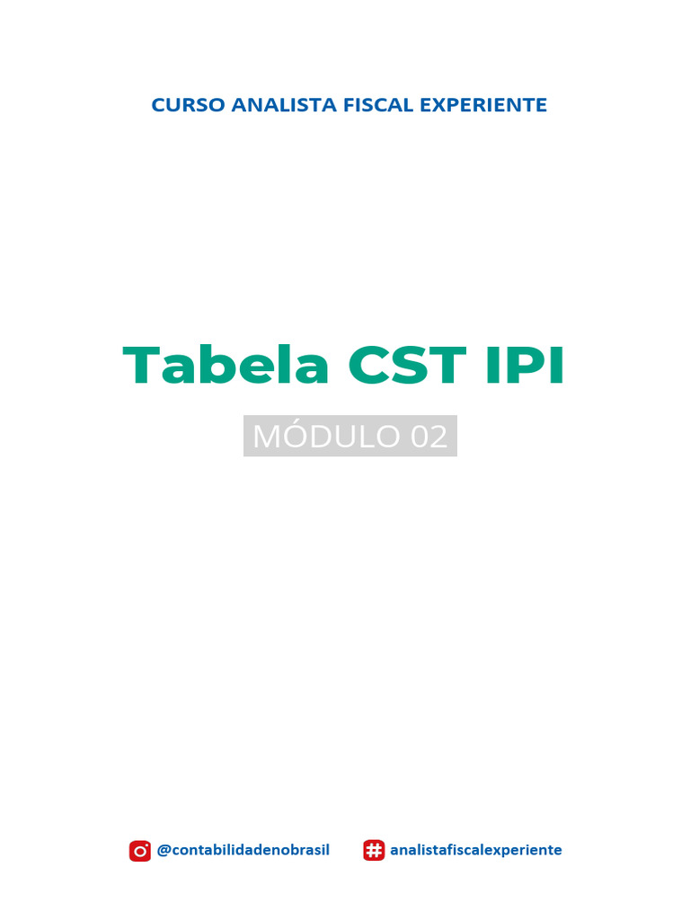 Tabela CST IPI | PDF | Impostos | Finanças Governamentais