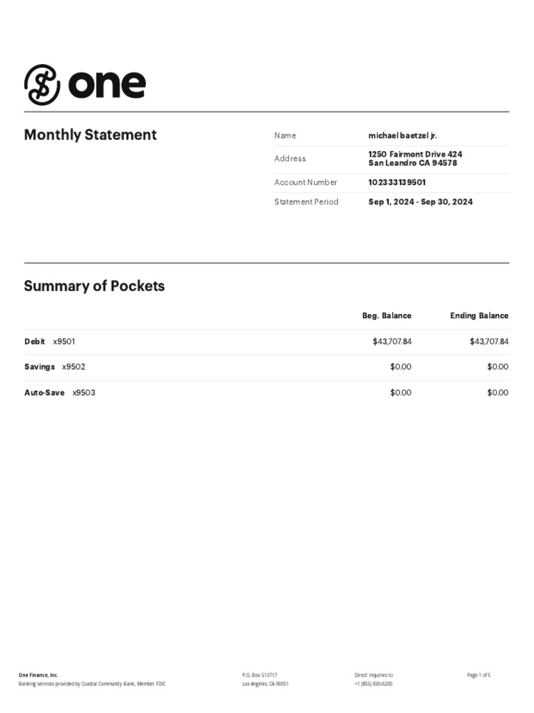 Monthly Account Statement Summary | PDF | Banks | Debits And Credits