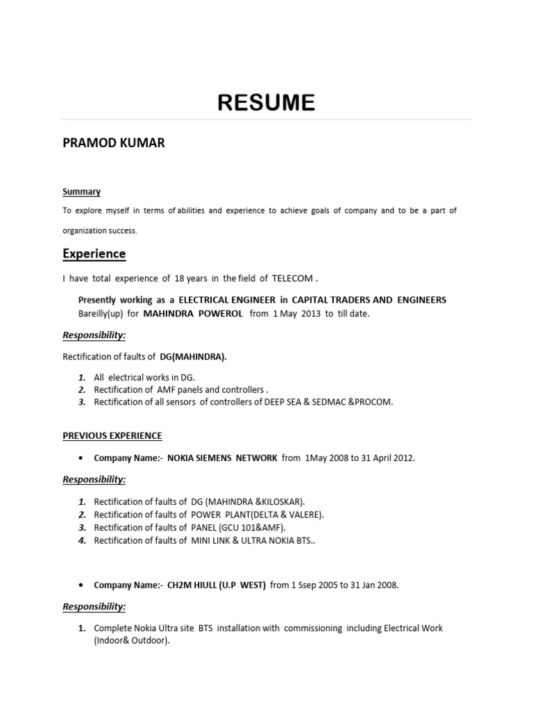 Resume: Pramod Kumar | PDF