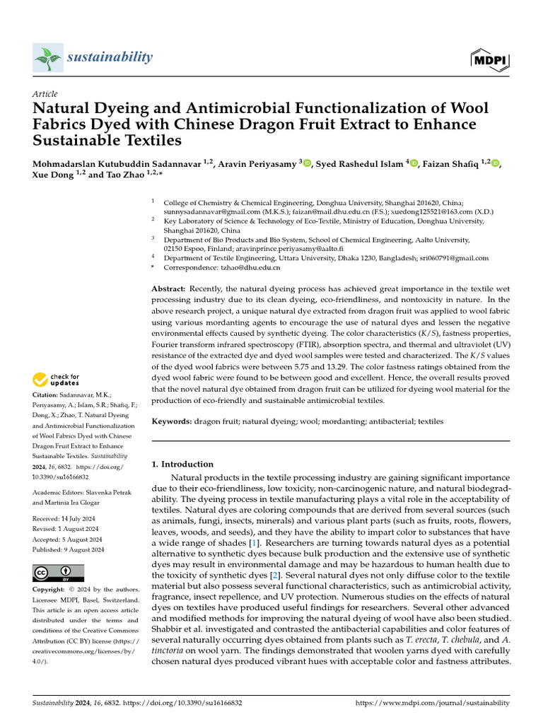 Dragonfruit Dye Procedure Article | PDF | Dyeing | Mass Spectrometry