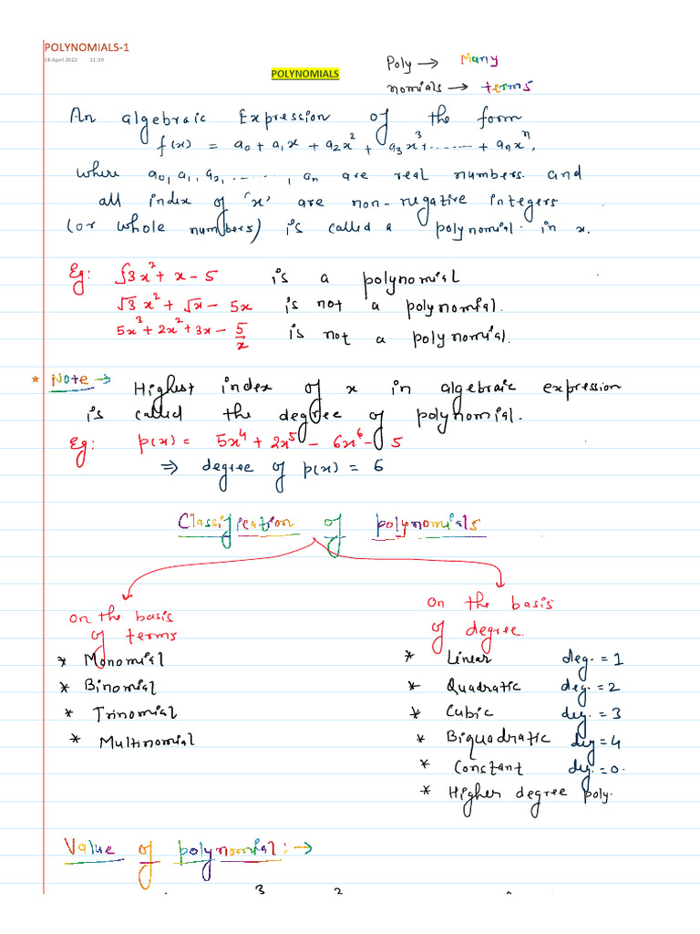 Polynomials Star Question 2021 | PDF