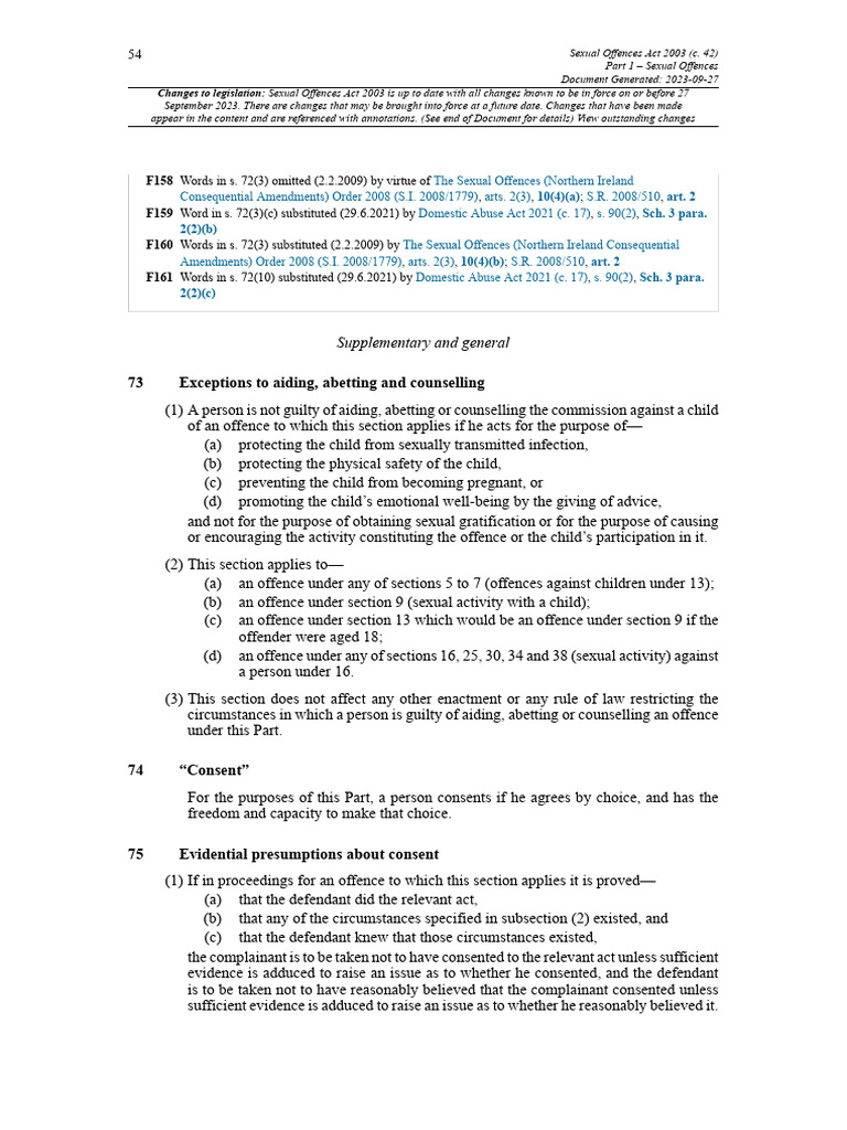 Soa - Sections 74-76 | PDF | Consent | Crimes
